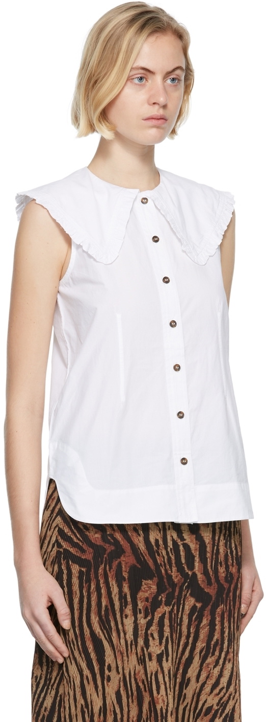 GANNI White Sleeveless Shirt GANNI