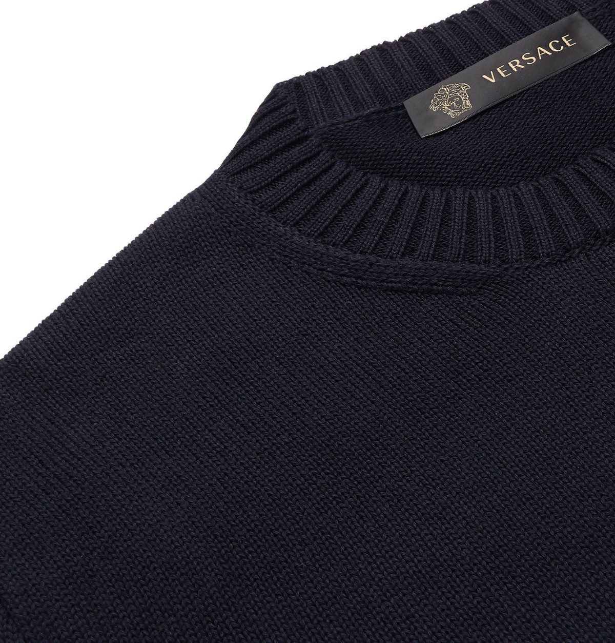 Versace - Logo-Embroidered Cotton Sweater - Blue Versace