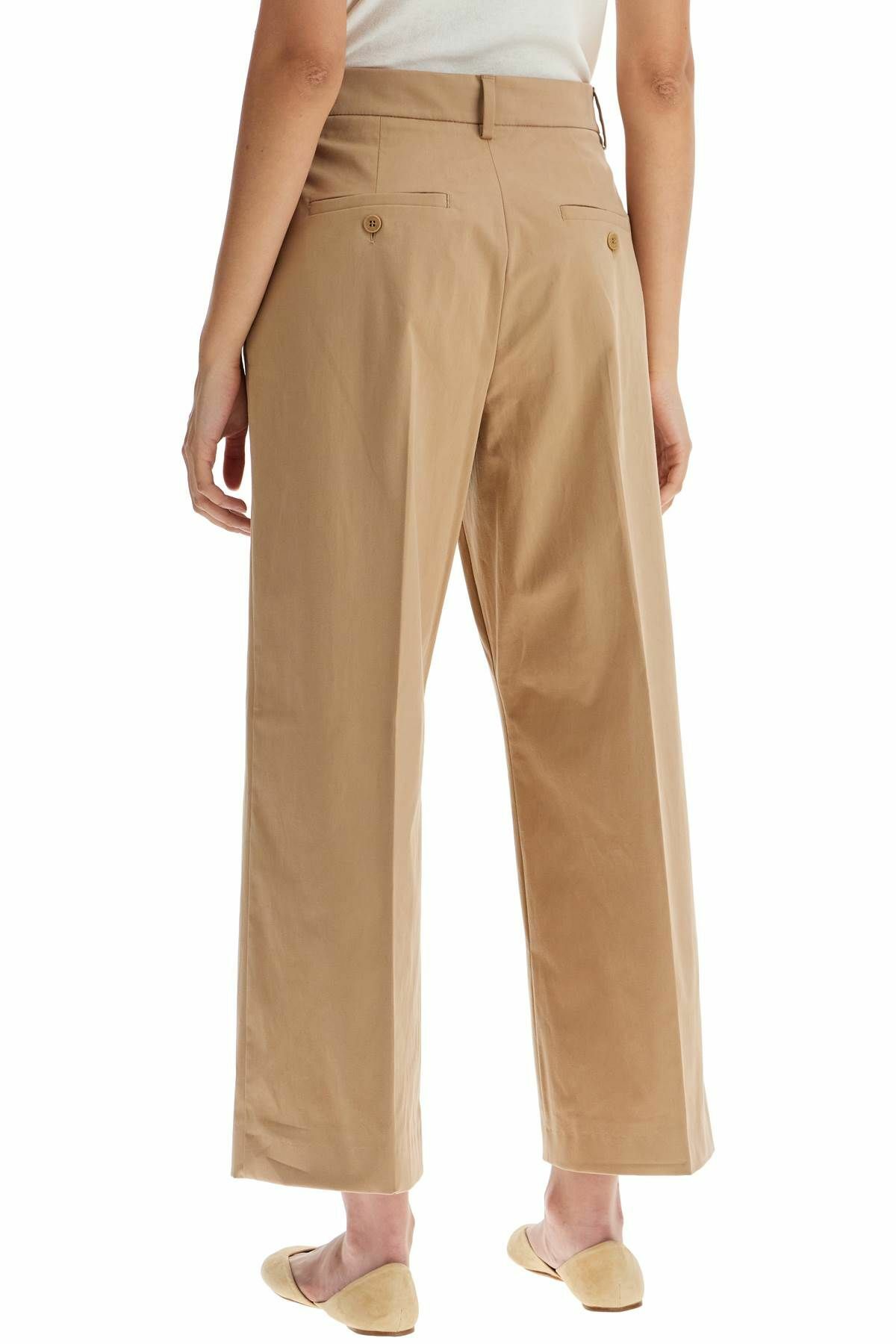 WEEKEND MAX MARA stretch cotton cropped pants Beige Weekend Max Mara
