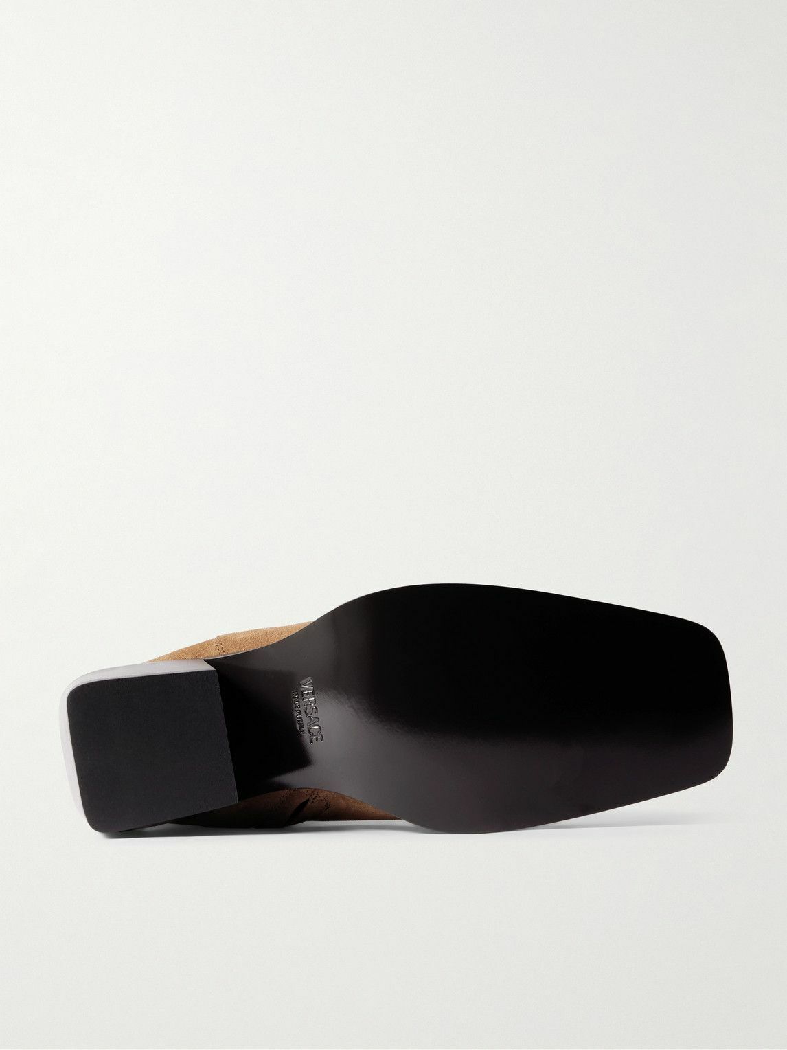 Versace - Angelo Embellished Suede Boots - Brown Versace