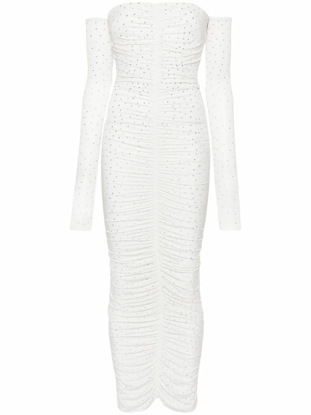 Alex Perry White Crystal-Embellished Ruched Maxi Dress Alex Perry