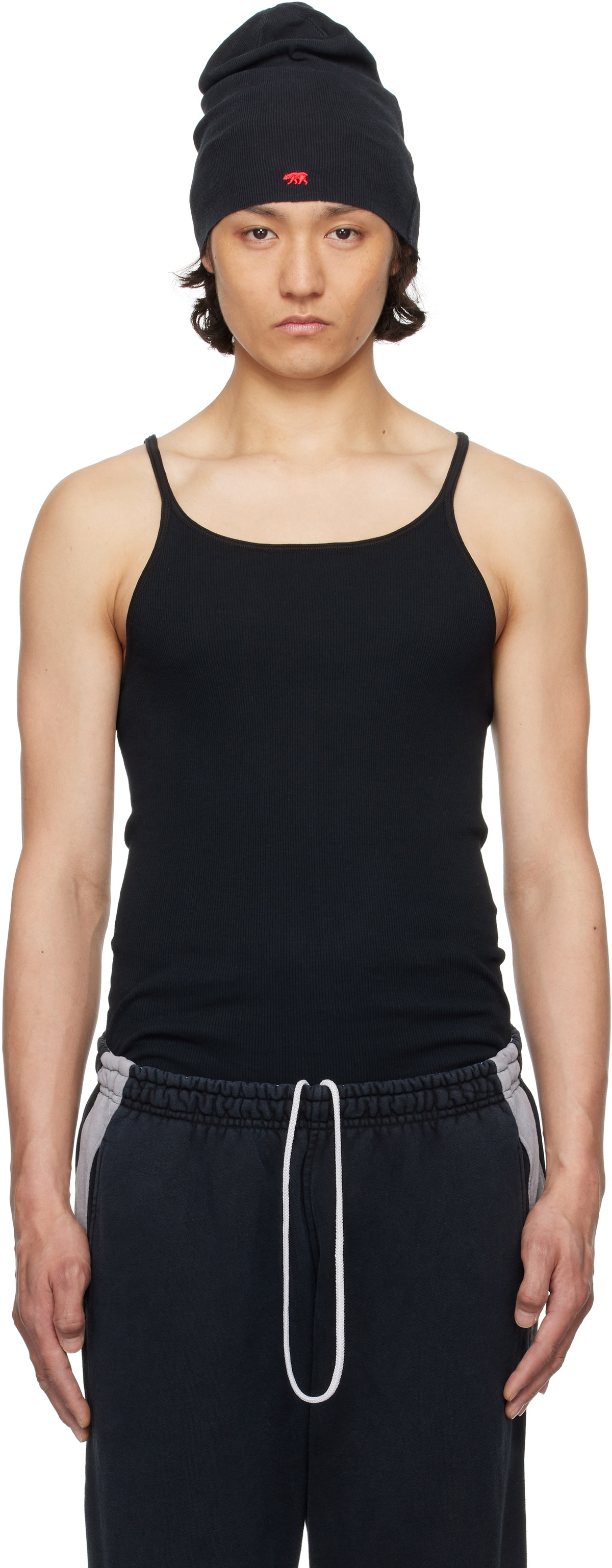 GREG ROSS Black Ribbed Tank Top