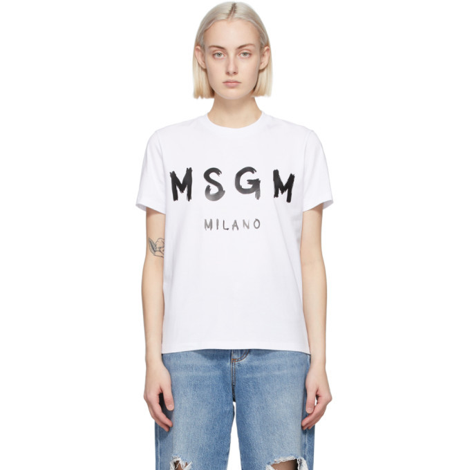 MSGM White Artist Logo T-Shirt MSGM