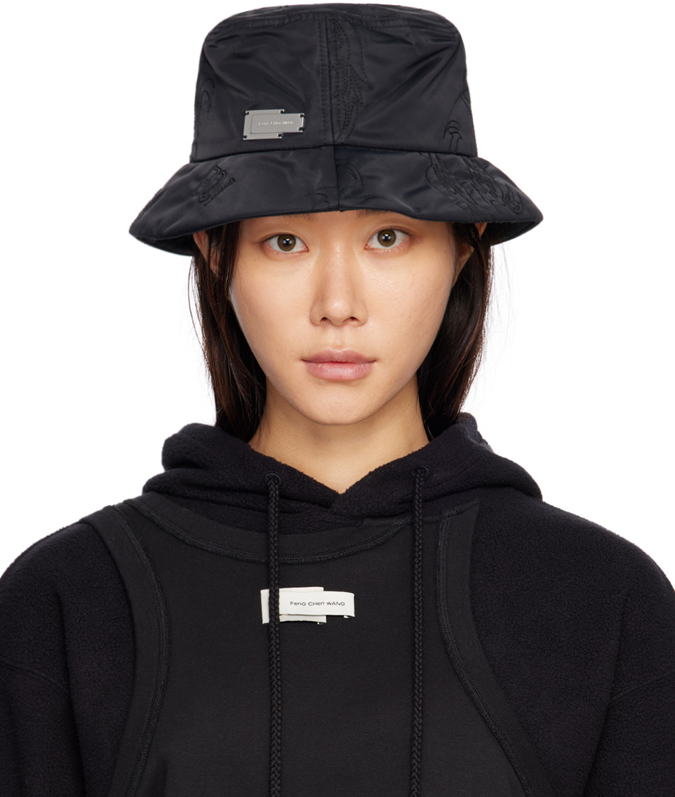 Feng Chen Wang Black Quilted Bucket Hat Feng Chen Wang