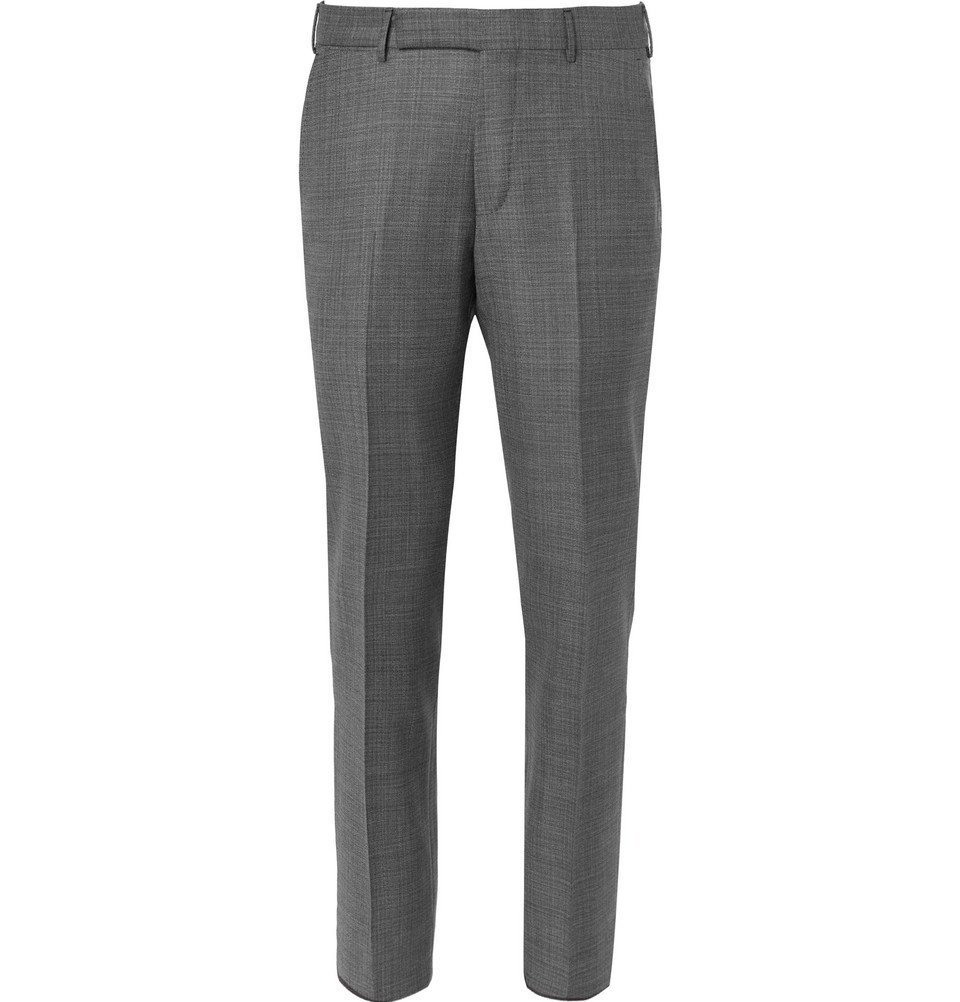 Ermenegildo Zegna - Slim-Fit Checked Wool Trousers - Men - Gray ...