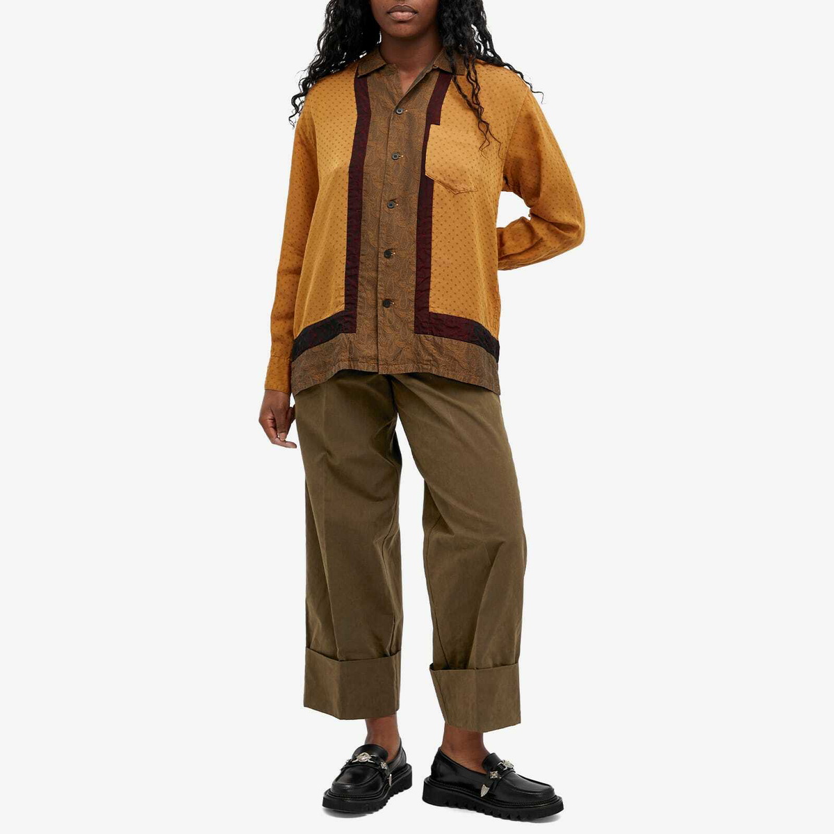 TOGA Women's Polyester cotton pants in Khaki Toga Pulla