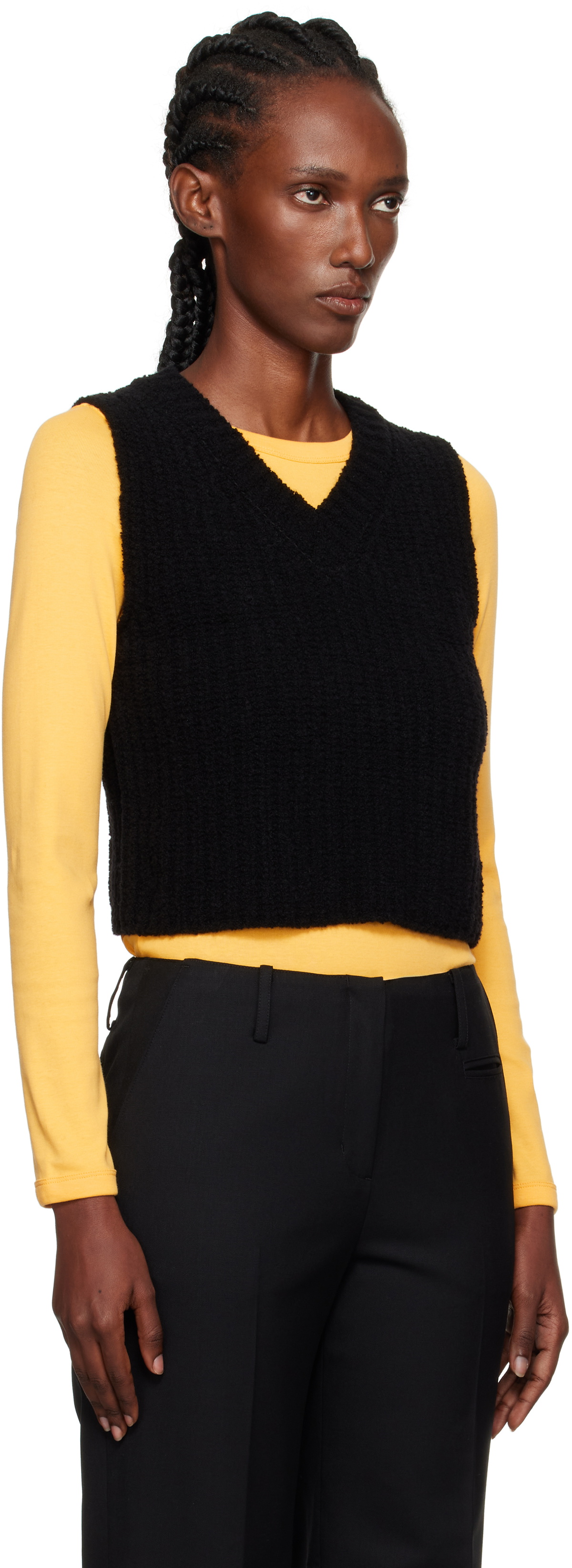 Nothing Written Black Garine Wool Sweater Vest NOTHING WRITTEN