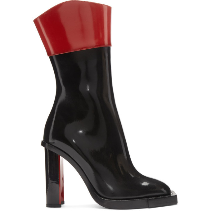 Alexander McQueen Black and Red Hybrid Boots Alexander McQueen