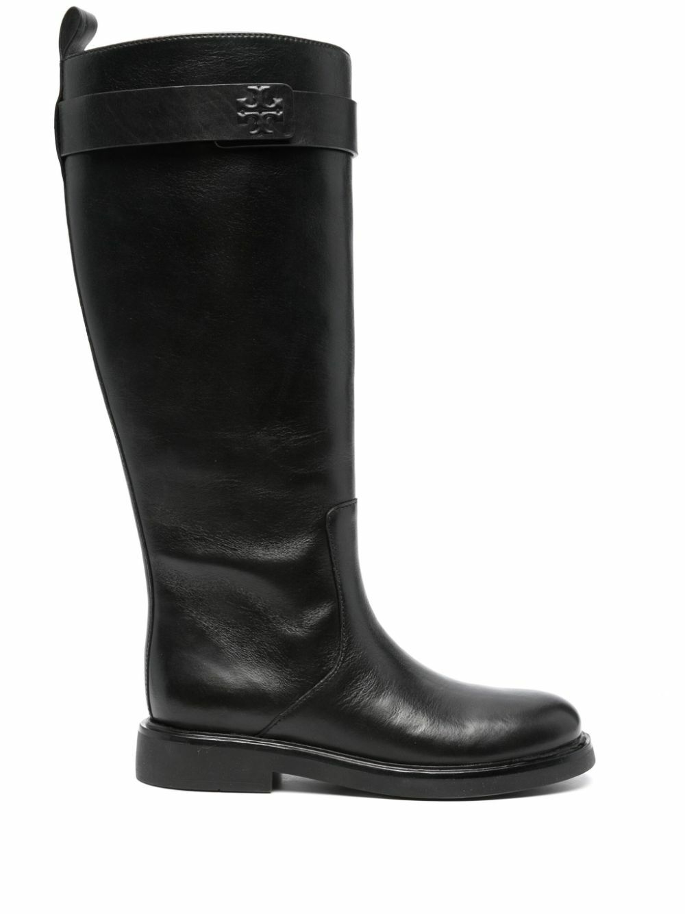 Tory Burch Black DoubleT Knee-High Leather Boots Tory Burch