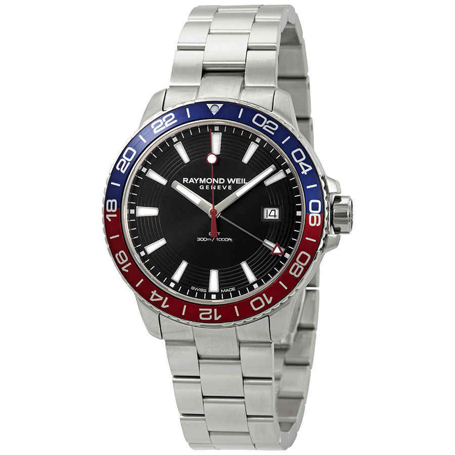 Raymond Weil Tango Black Dial Pepsi Bezel Mens Watch 8280-ST3-20001 ...