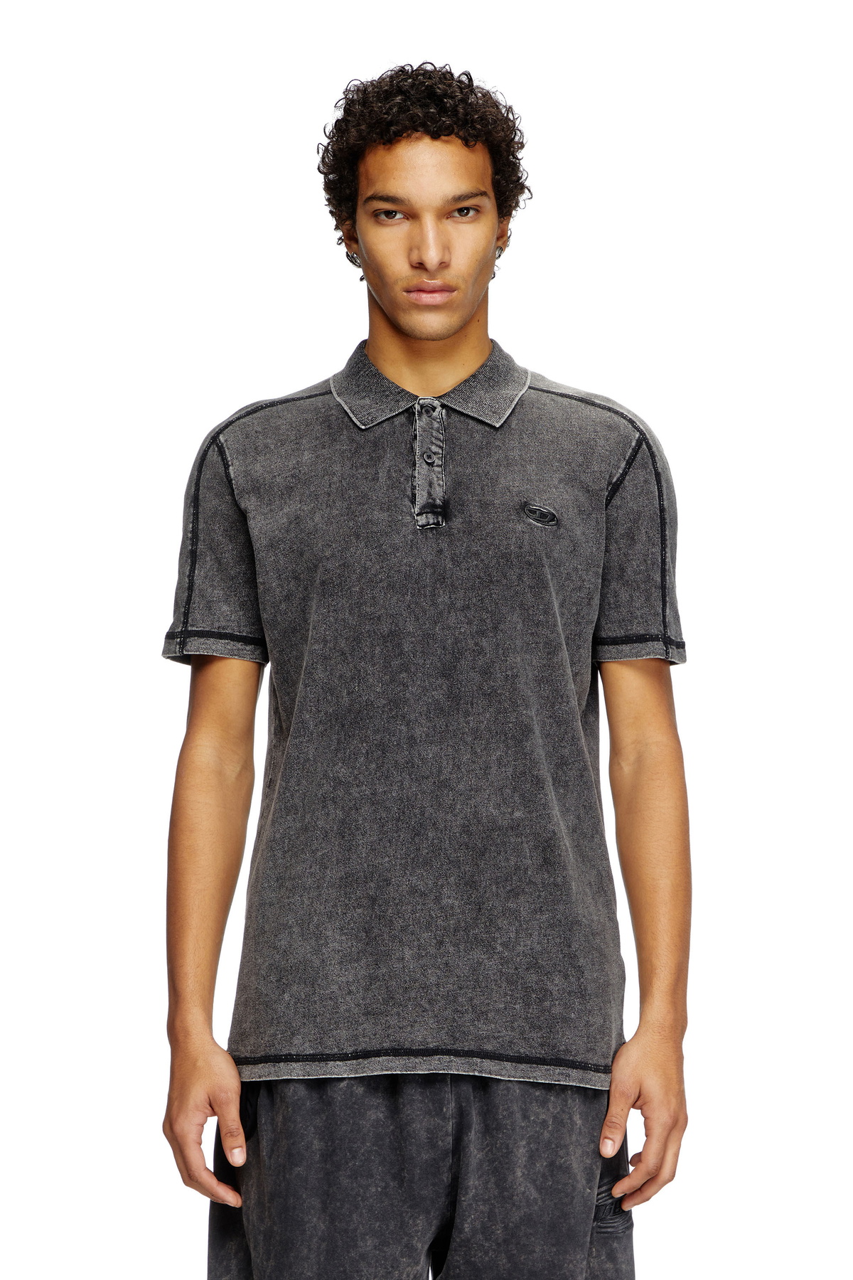 Diesel Denim-look polo shirt - Polos Mens in Black Diesel