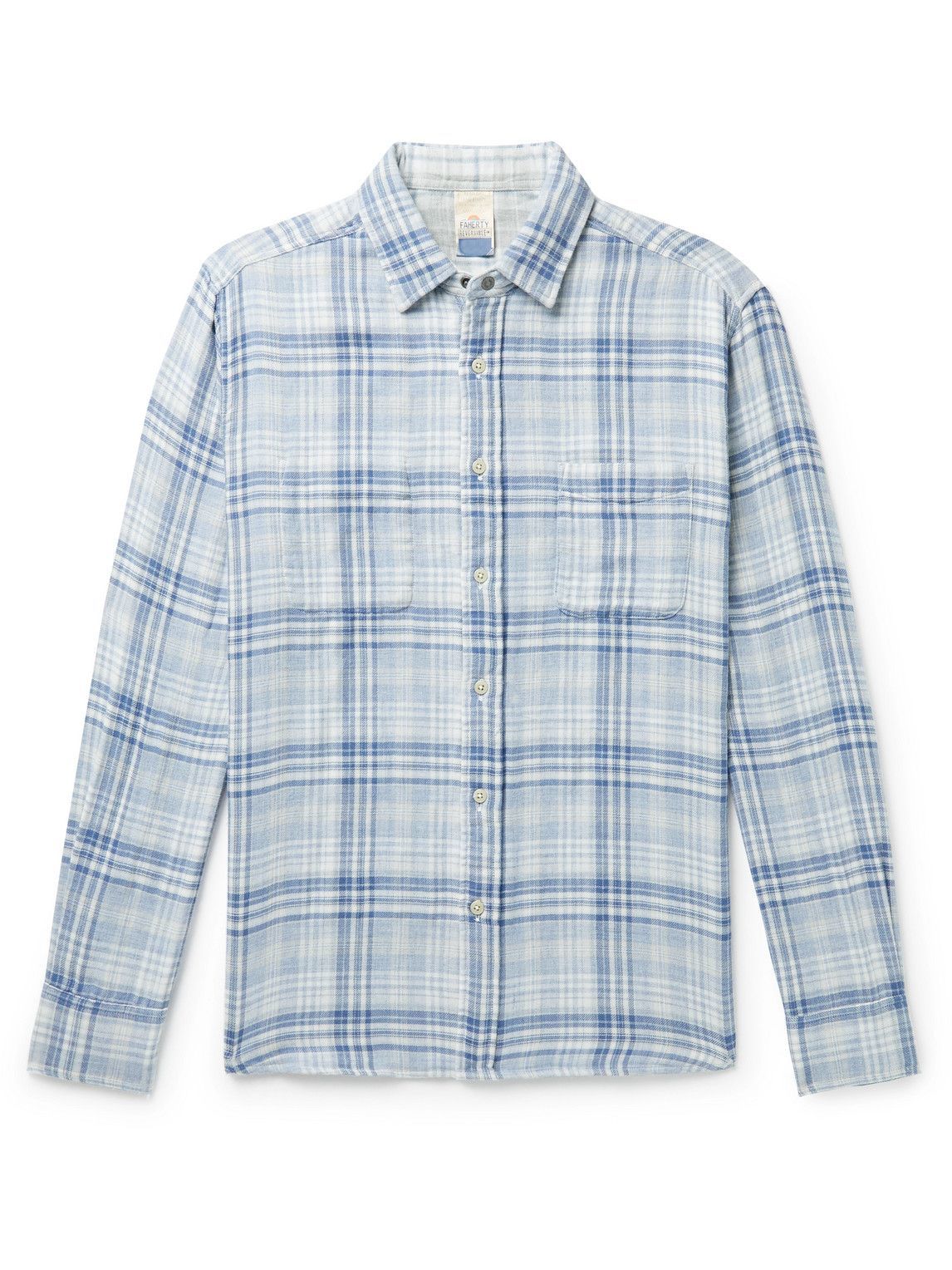 Faherty - Reversible Checked Organic Cotton Shirt - Blue Faherty