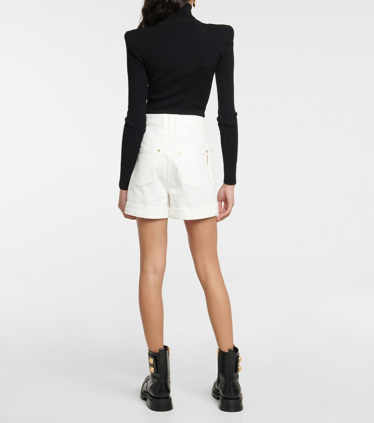 Balmain - High-rise denim shorts Balmain