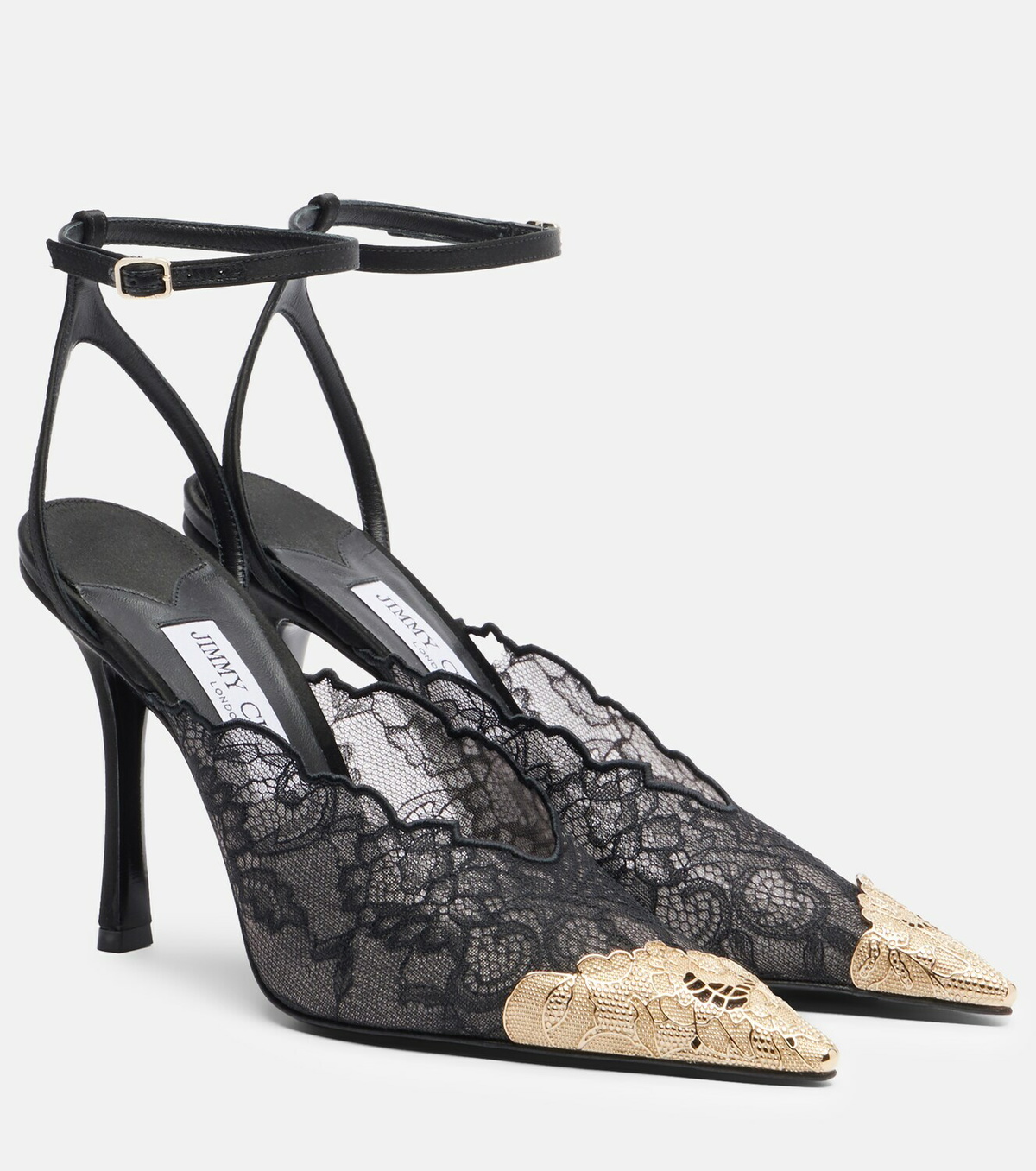 Jimmy Choo Faiz 100 leather-trimmed lace pumps Jimmy Choo