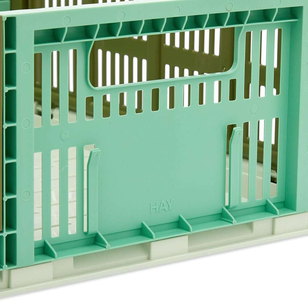 HAY Medium Recycled Mix Colour Crate in Olive Dark Mint HAY