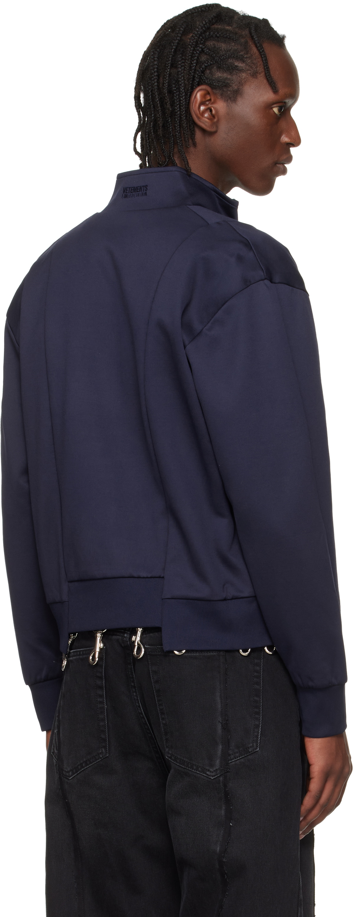 VETEMENTS Navy Cut-Up Athletic Zip-Up Track Jacket Vetements