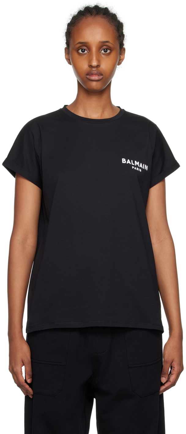 Balmain Black Flocked T-Shirt Balmain