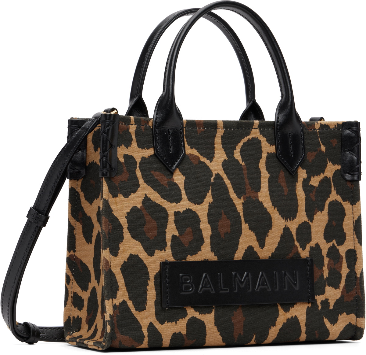 Balmain Brown & Black B-Army Small Leopard Print Bag Balmain