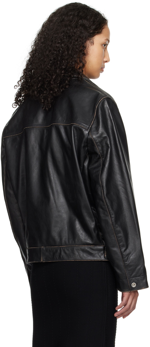 Victoria Beckham Black Oversized Leather Jacket Victoria Beckham