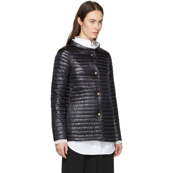 Herno Reversible Down White and Black A-Line Jacket Herno