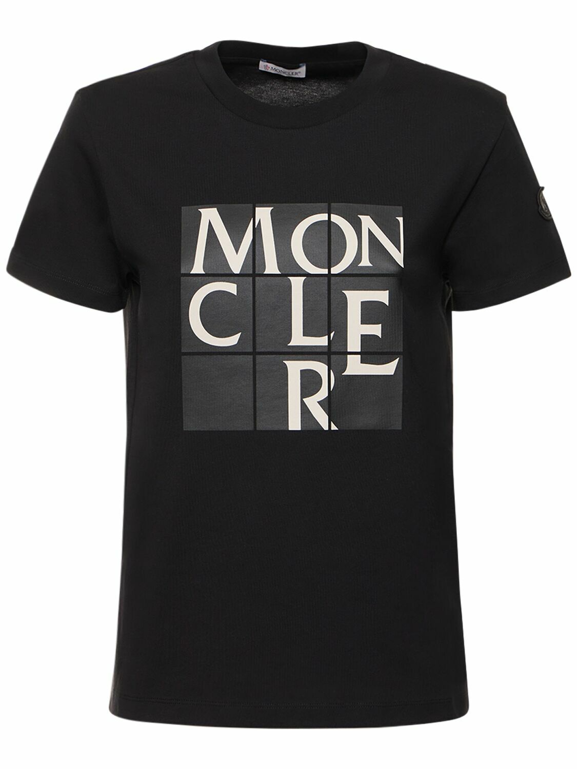 MONCLER - Logo Motif Cotton Jersey S/s T-shirt Moncler