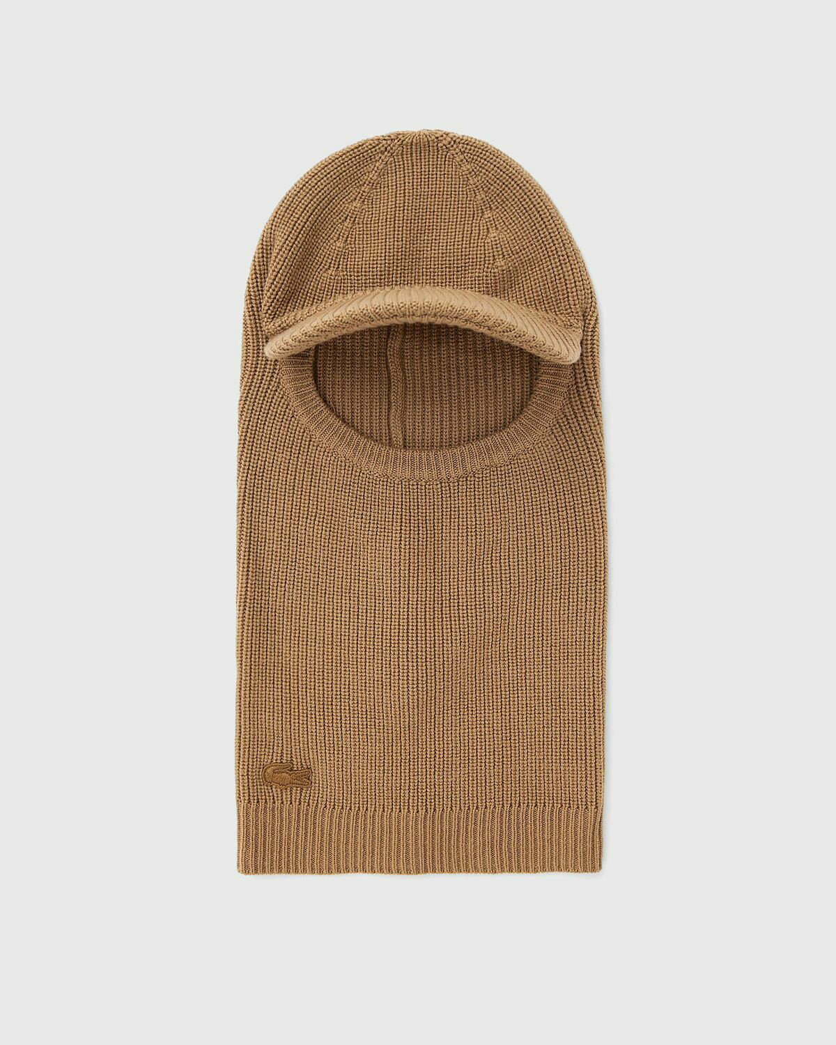 Lacoste Ribbed Wool Balaclava With Visor Brown - Mens - Balaclavas Lacoste