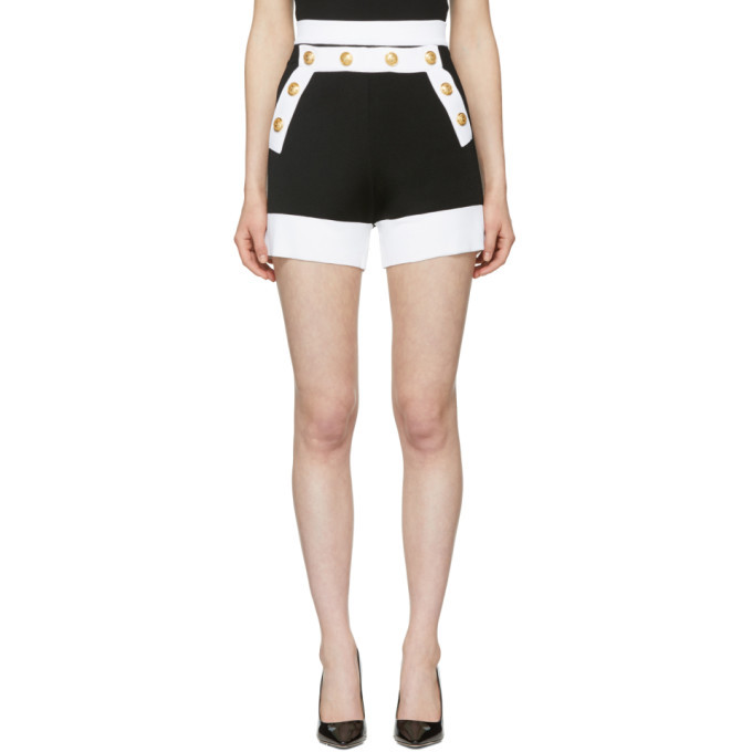 Balmain Black Bicolor Button Shorts Balmain