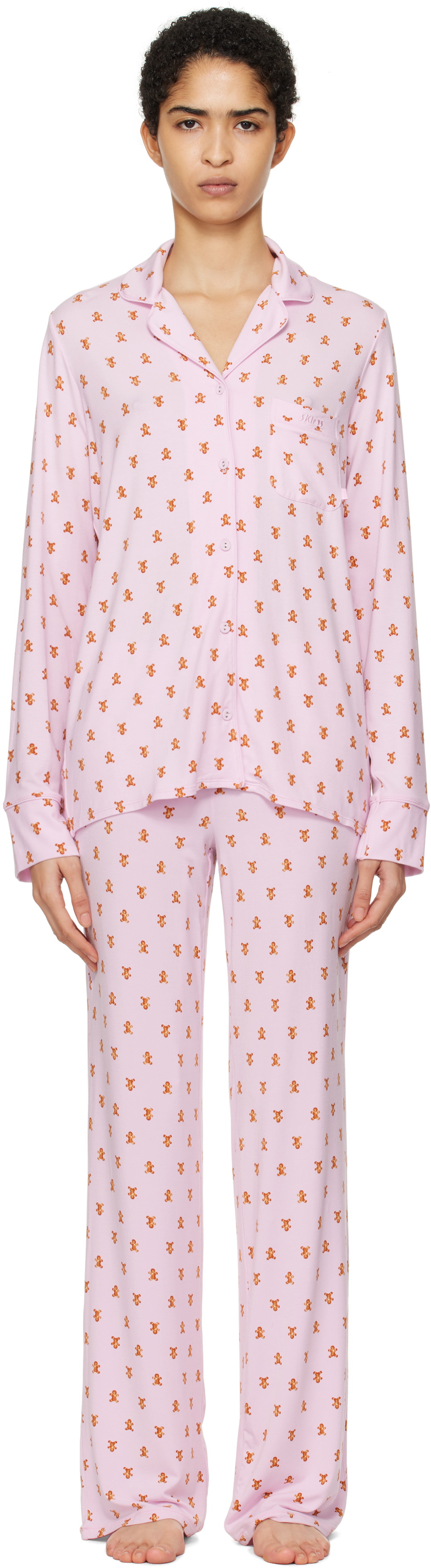 SKIMS Pink SKIMS Sleep Long Sleeve Button Up Pyjama Set SKIMS