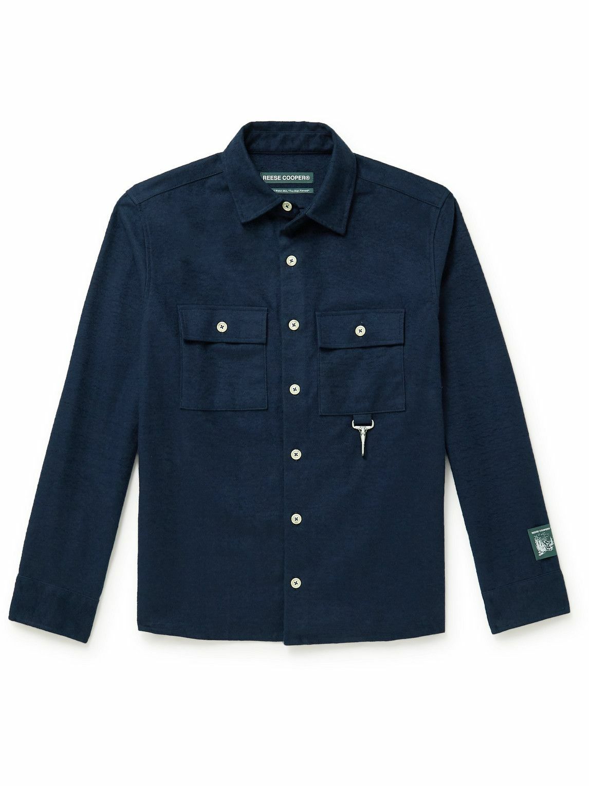 Reese Cooper® - Logo-Appliquéd Cotton-Flannel Shirt - Blue Reese Cooper