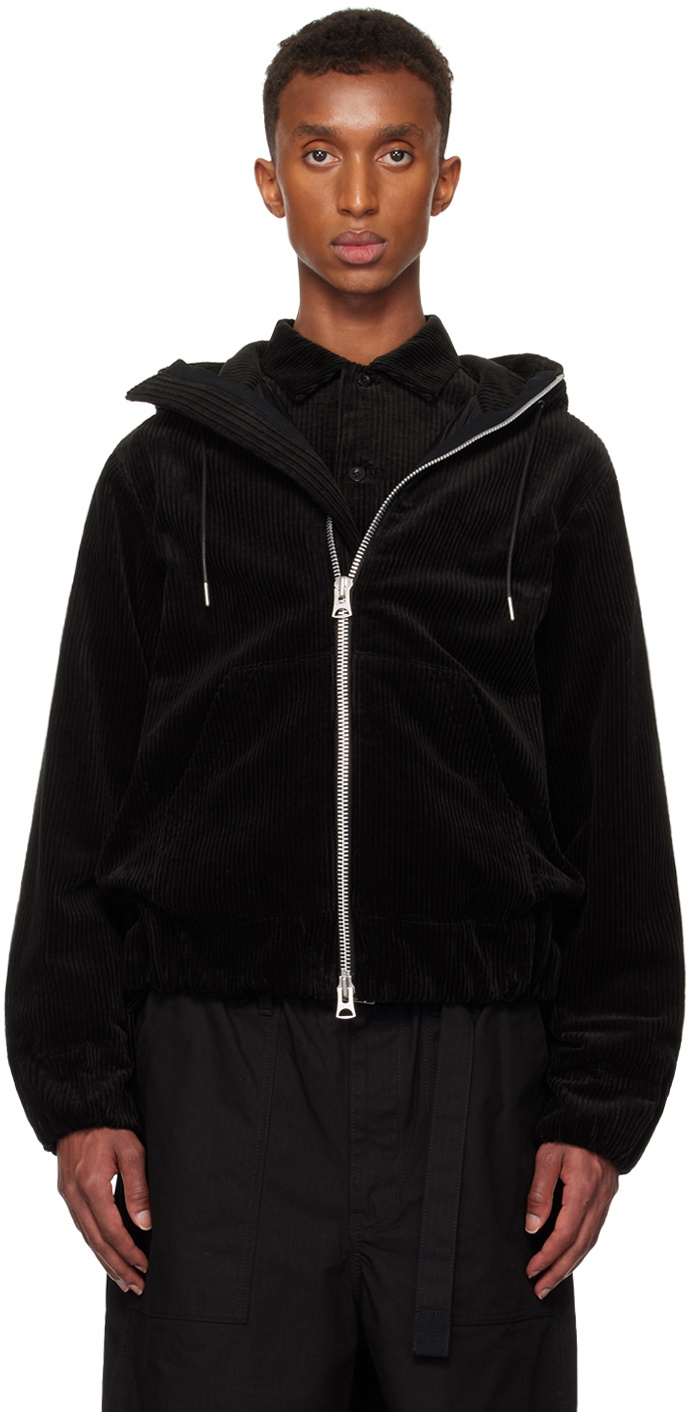 sacai Black Corduroy Hoodie Sacai