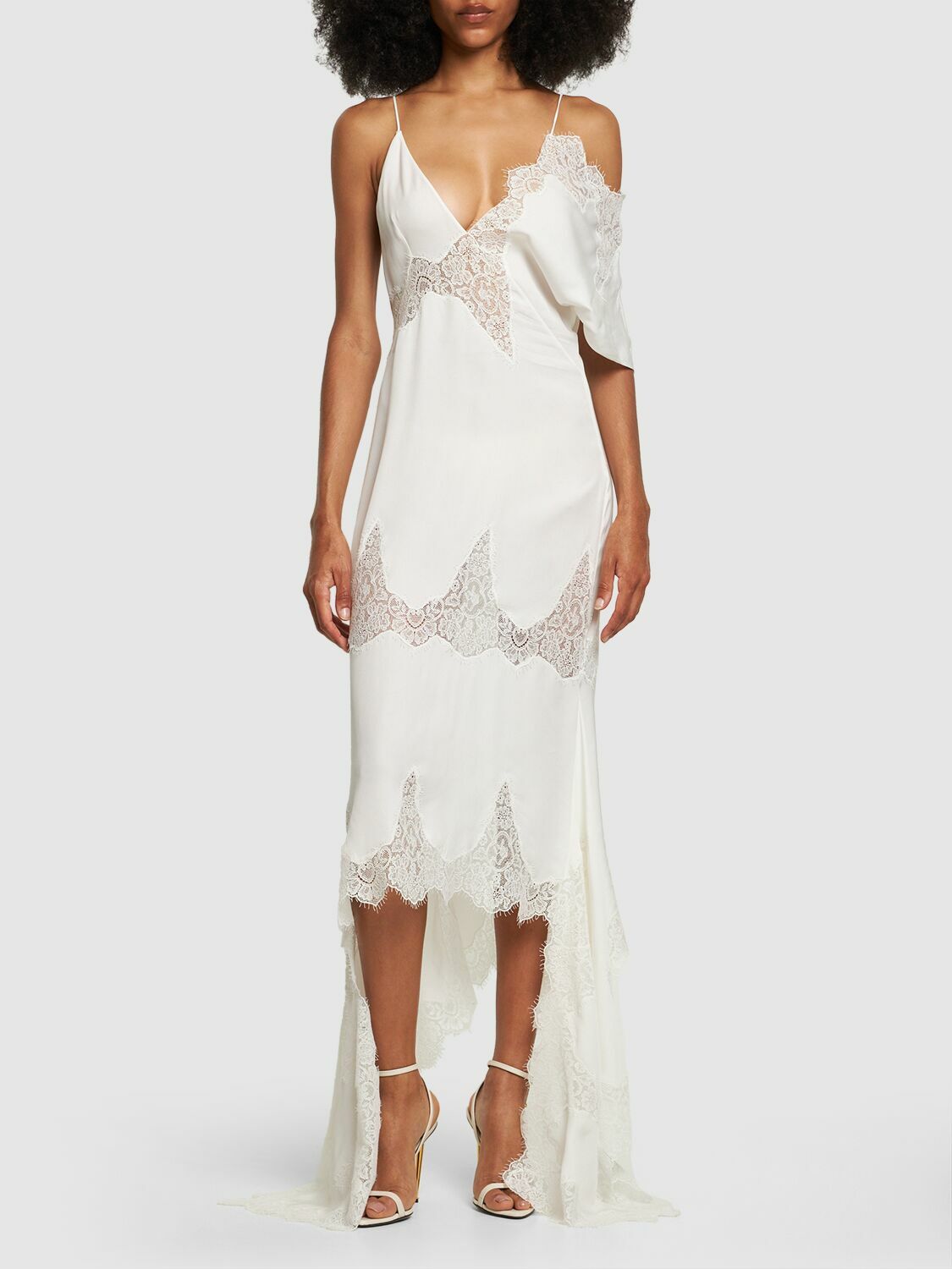 STELLA MCCARTNEY - Asymmetric Silk & Lace Maxi Dress Stella STELLA MCCARTNEY - Asymmetric Silk & Lace Maxi Dress Stella