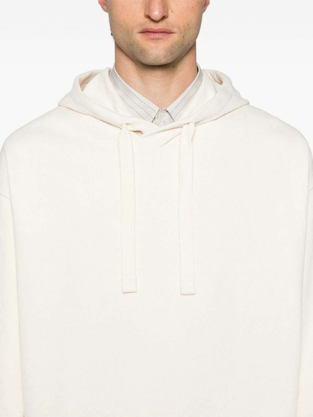 LEMAIRE White Drawstring Cotton Hoodie Lemaire