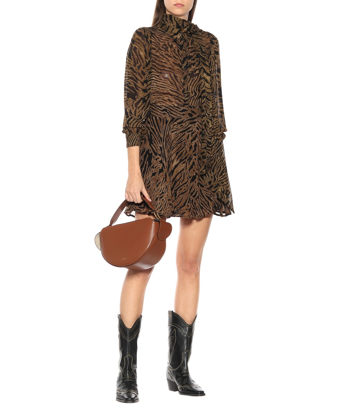 Ganni - Tiger-printed georgette miniskirt GANNI