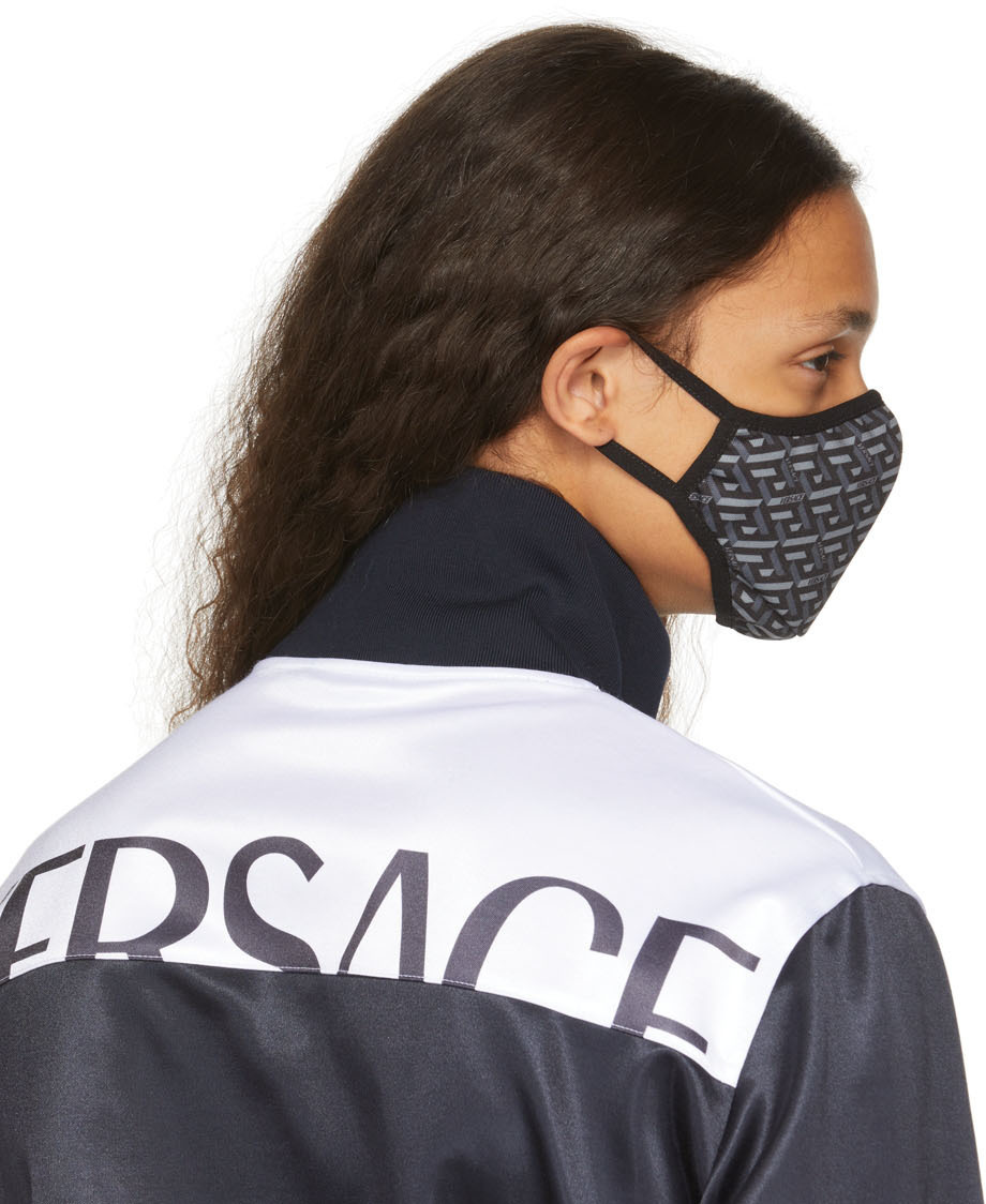 Versace Black & Grey Logo Face Mask Versace