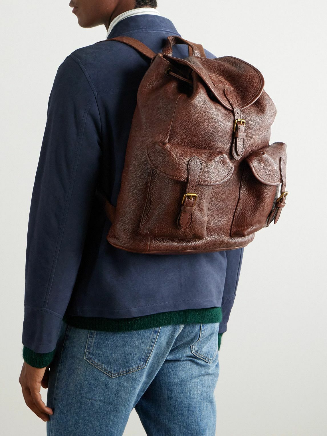 Polo Ralph Lauren - Heritage Logo-Debossed Full-Grain Leather Backpack ...