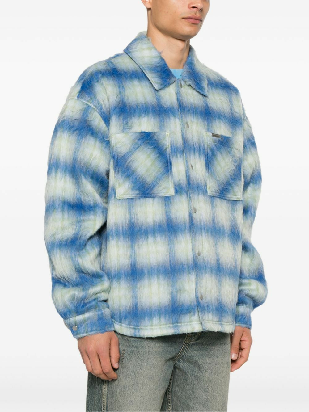 Represent Blue Textured Shirt Jacket Represent