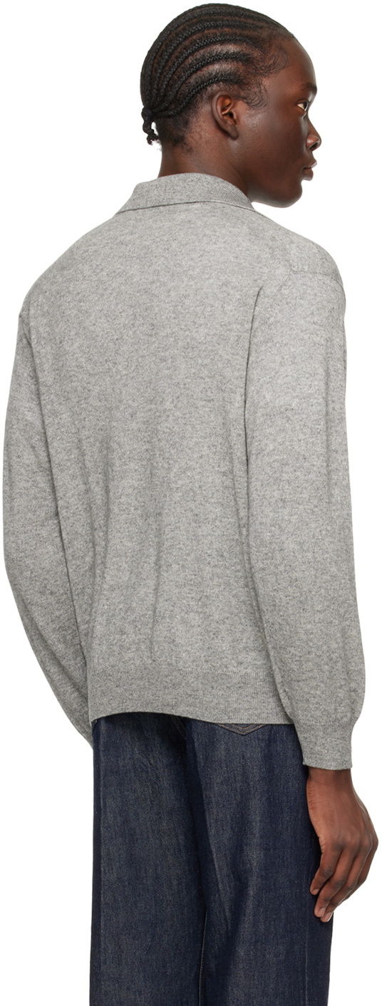 AURALEE Gray Skipper Long Sleeve Polo Auralee