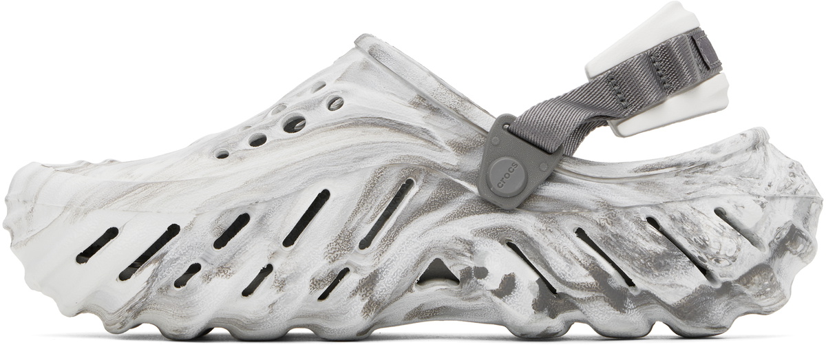 Crocs White & Gray Echo Marbled Clogs Crocs