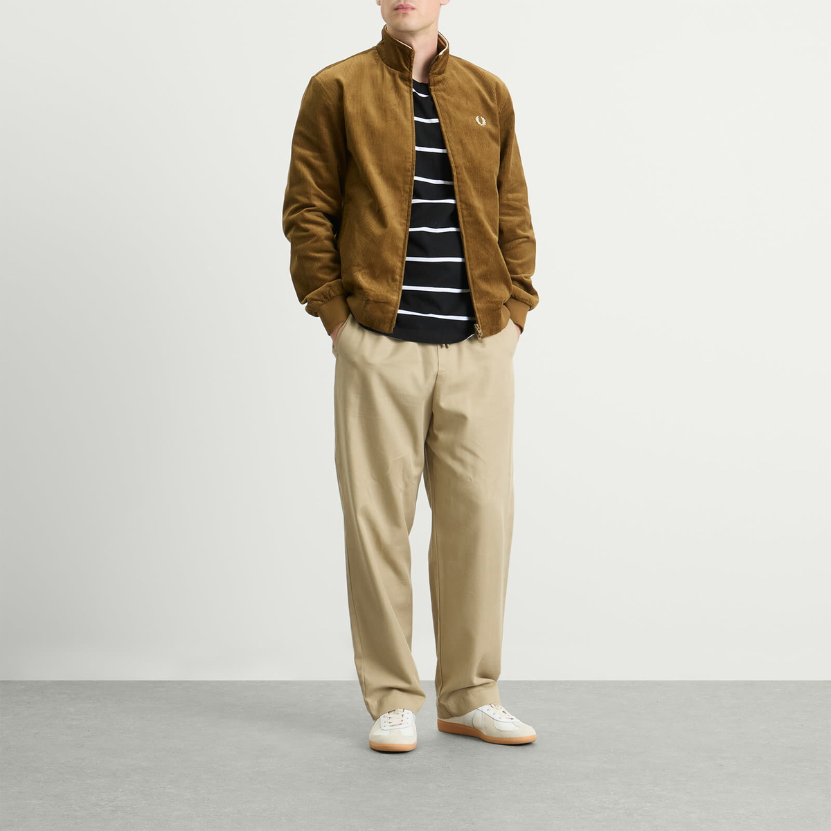 Fred Perry Men's Corduroy Brentham Jacket in Shaded Stone Fred Perry