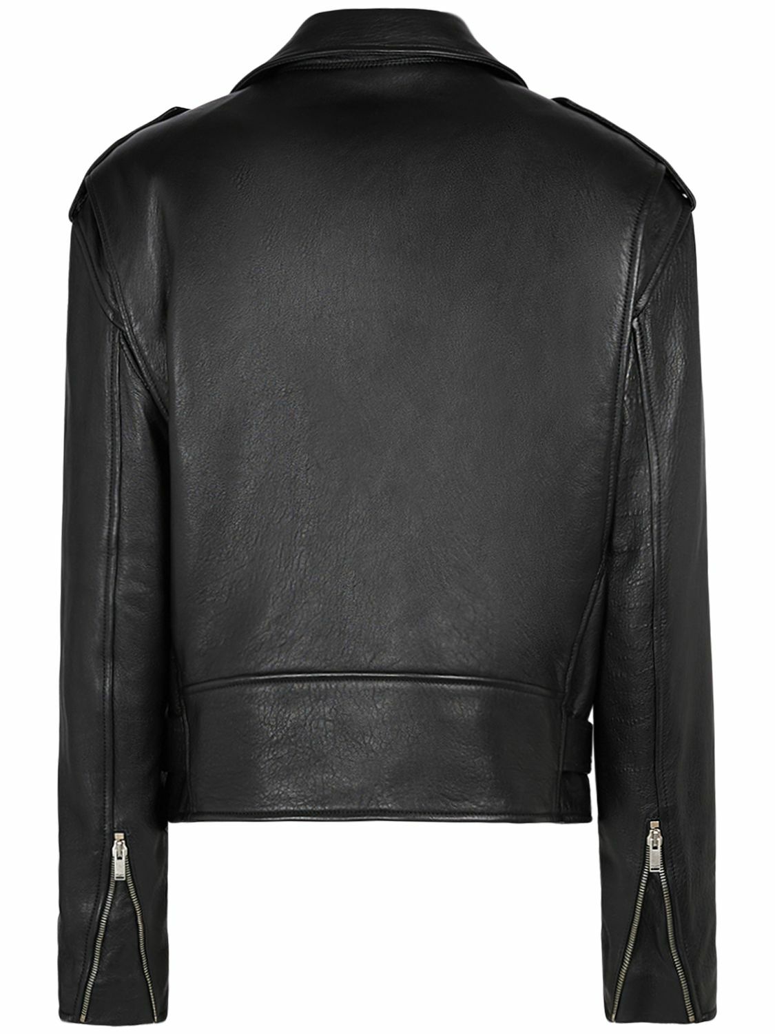 SAINT LAURENT - Belted Leather Zip-up Jacket Saint Laurent