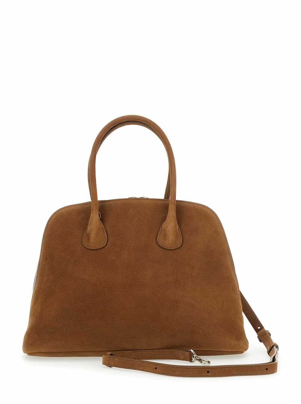 OSOI zip Brocle Brown Handbag With Belt With Metal Buckle And Top ...