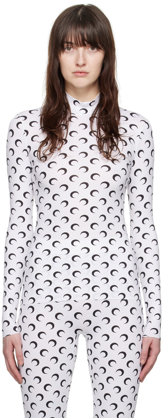 Marine Serre White Second Skin Turtleneck Marine Serre