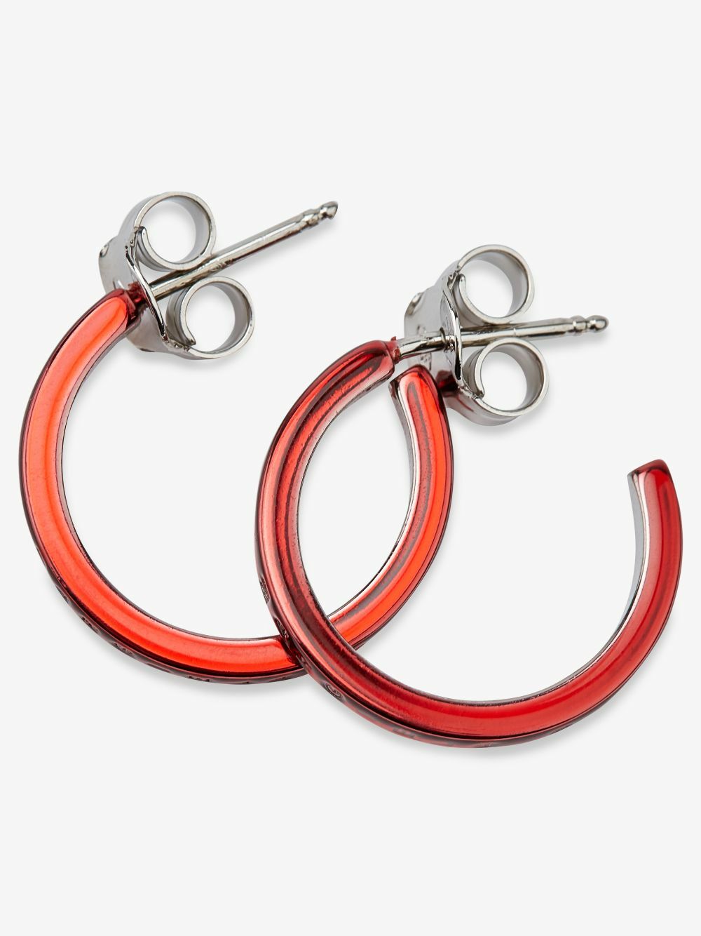MM6 Maison Margiela Red Logo Engraved Hoop Earrings MM6 Maison Margiela