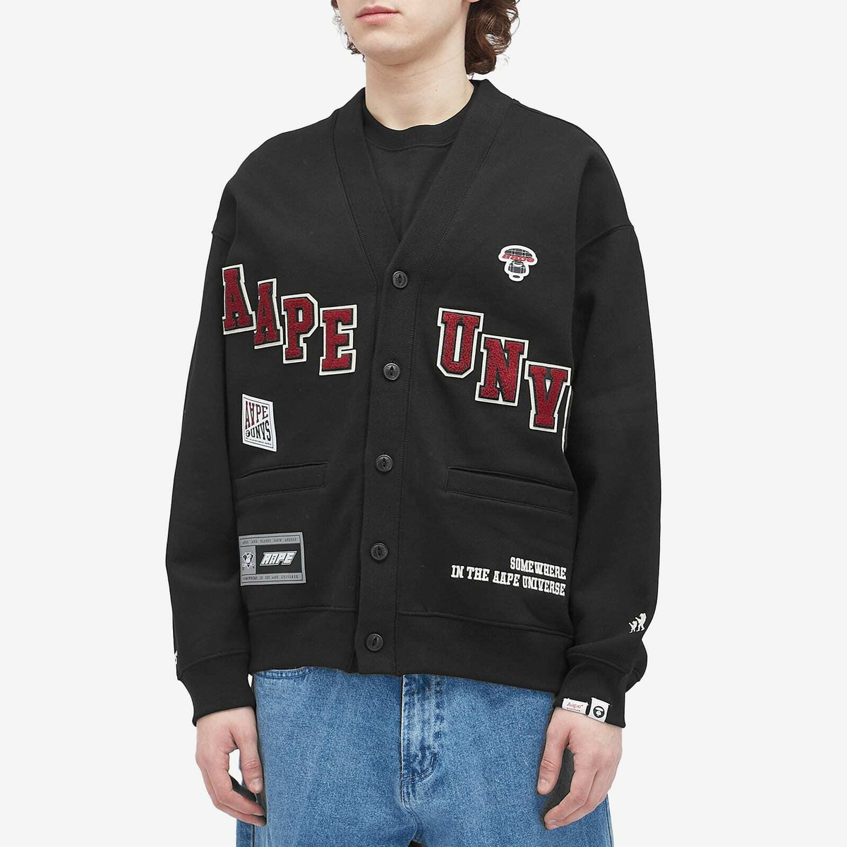 Men's AAPE UNVS Cardigan in Black AAPE by A Bathing Ape