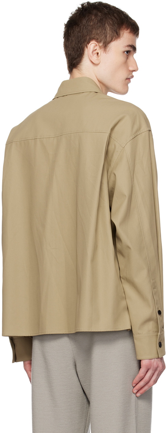 Solid Homme Beige Hidden Button Shirt Solid Homme