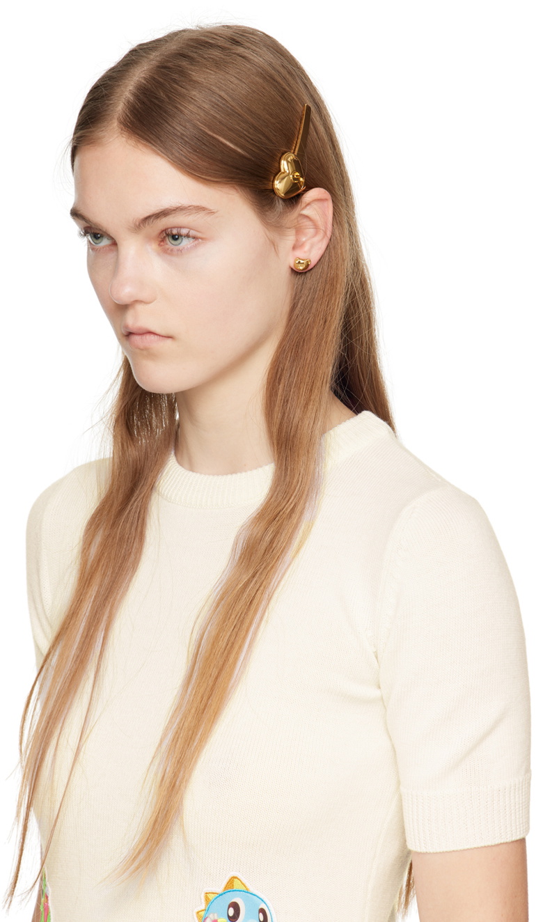 Moschino Gold Heart Lock Hair Clip Moschino