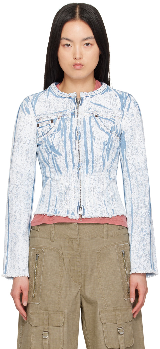 Acne Studios Blue Pigment Print Denim Jacket Acne Studios