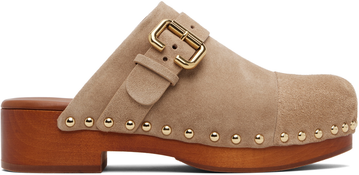 Chloé Taupe Jeannette Clogs Chloe