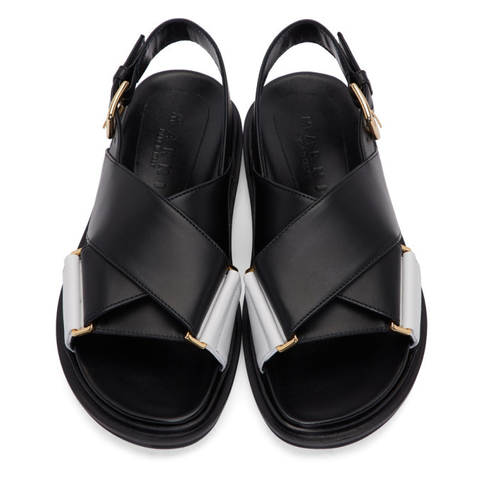 Marni Black and White Colorblock Slingback Sandals Marni