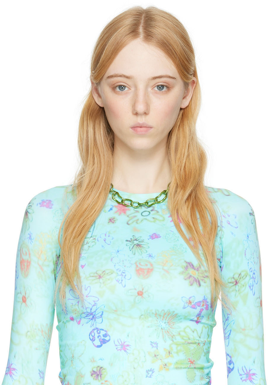 Collina Strada Green Crushed Chain Necklace Collina Strada